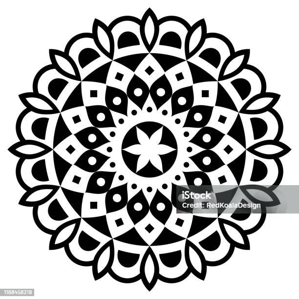 Desain Vektor Mandala Pola Zen Bohemian Desain Etnis Asia Dalam Hitam