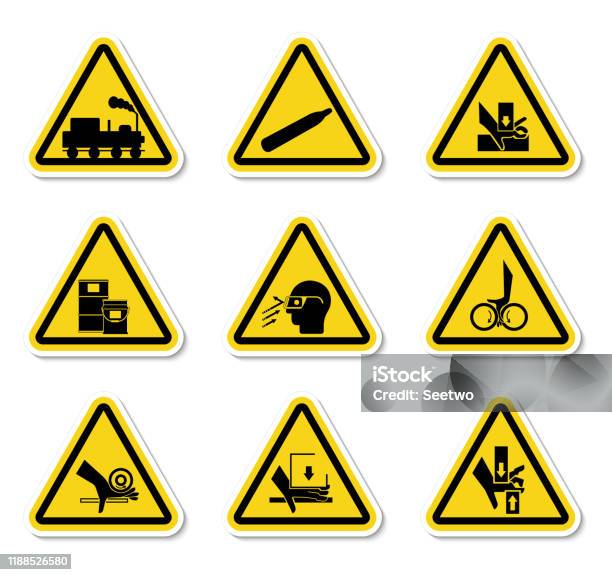 Étiquettes Triangulaires De Symboles De Danger Davertissement Sur Le