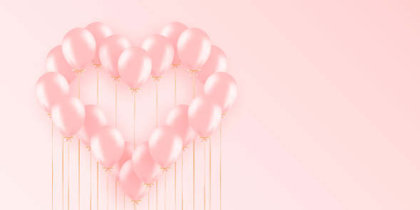 Bannière Horizontale Avec Des Ballons Roses Dhélium Rose Composition Du