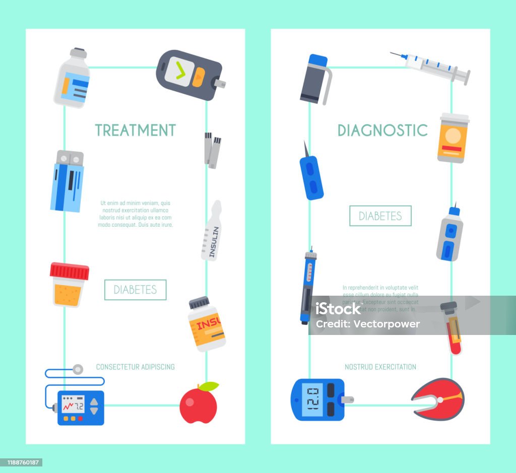 Diabetes Mellitus Care Banner Vector Illustration Doctor Cares Stock