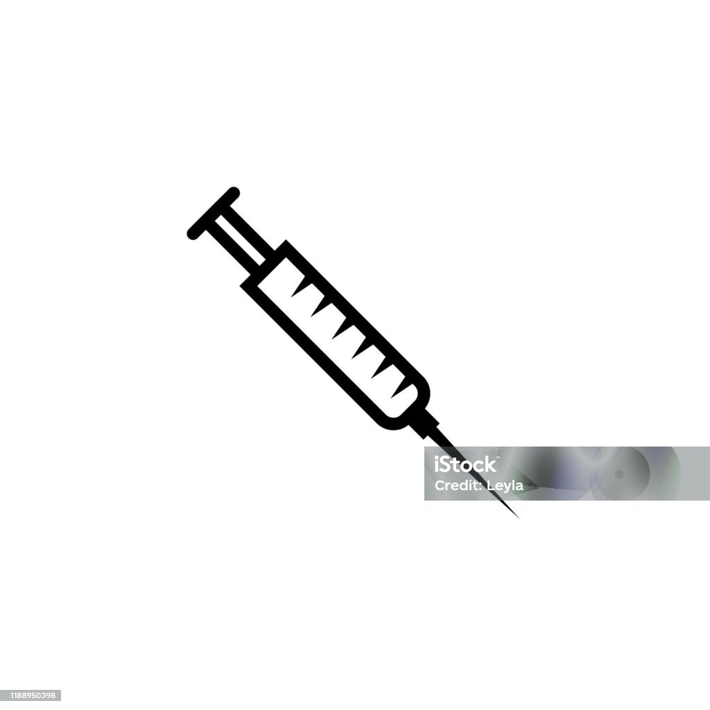 Icône Noire De Seringue Disolement Signe Simple De Vaccin Symbole
