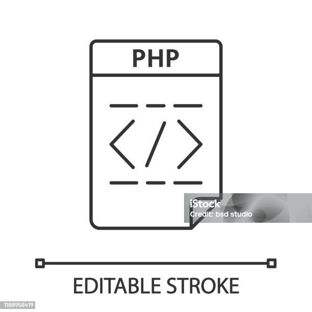 Php 파일 선형 아이콘 Php 프로그래밍 언어에 대한 스톡 벡터 아트 및 기타 이미지 Php 프로그래밍 언어 Html 개념 Istock 5291