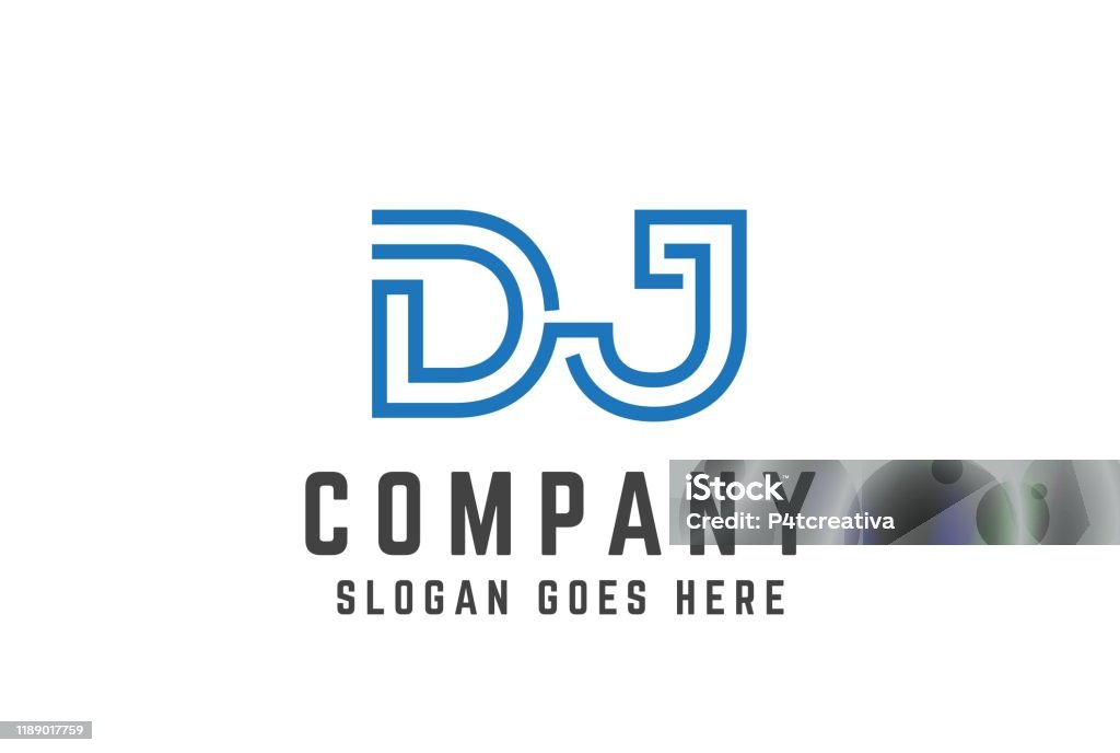Ilustración De Plantilla De Vector De Logotipo Dj De Letra Inicial Azul Y Más Vectores Libres De