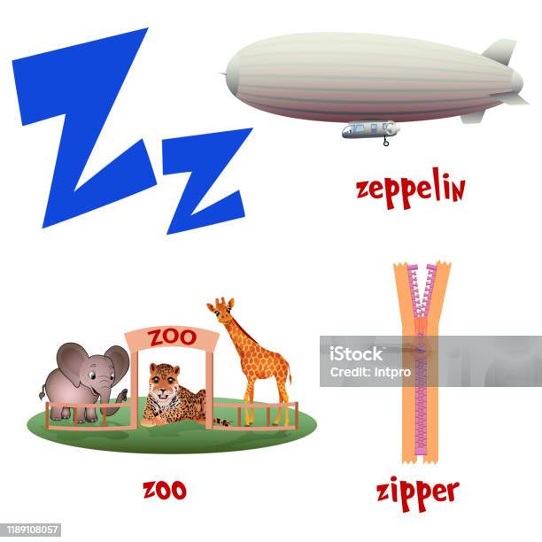 Alphabet Mignon De Dessin Animé Denfants De Vecteur Lettre Z Avec