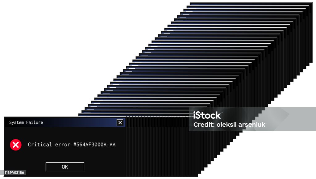Retro Ui Error Message Window Night Mode Theme Stock Illustration