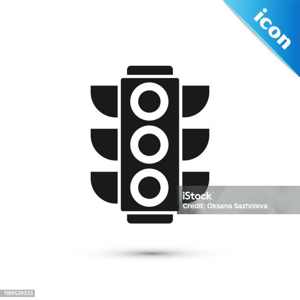 Zwart Verkeerslicht Icoon Geïsoleerd Op Witte Achtergrond Vector