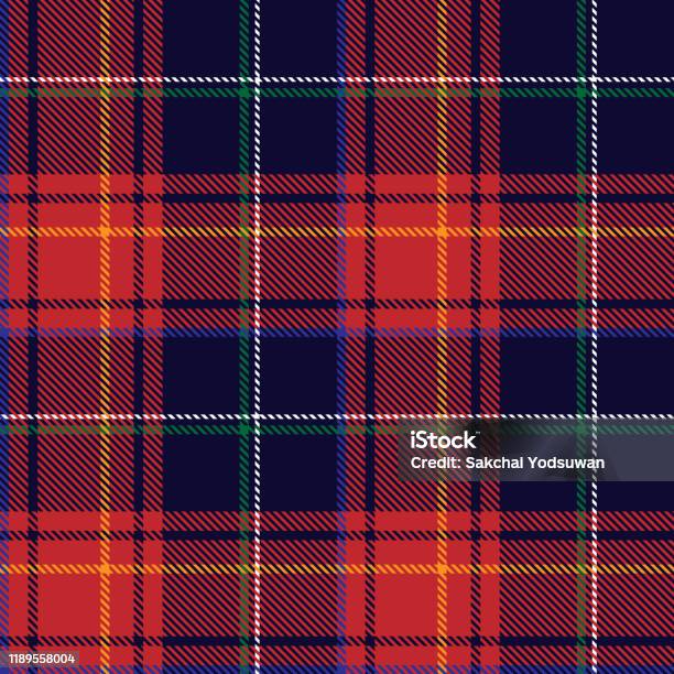 Tartan Plaid Pola Mulus Merah Hijau Kuning Biru Garis Putih Tekstur Latar Belakang Biru Kandang