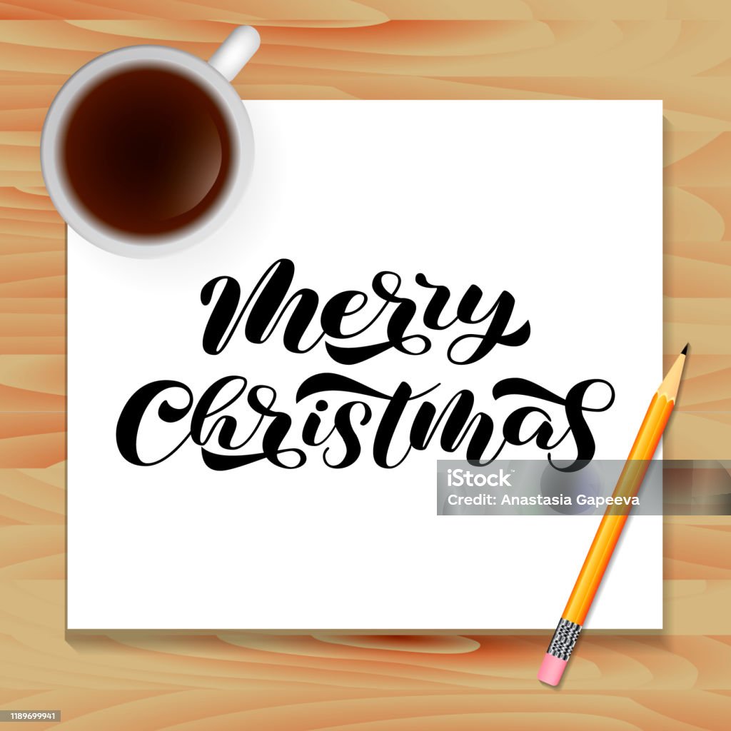 Merry Christmas Brush Lettering Vector Illustration For Poster Or