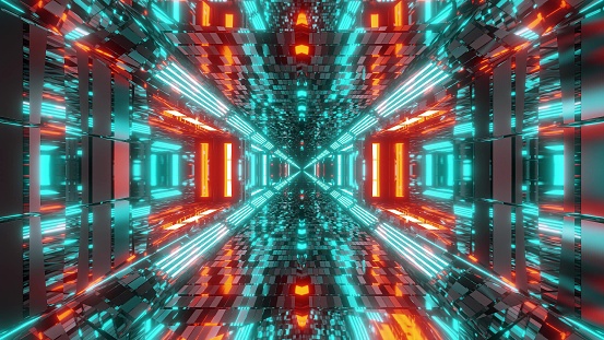Scifi Koridor Terowongan 3d Ilustrasi Latar Belakang Wallpaper Dalam