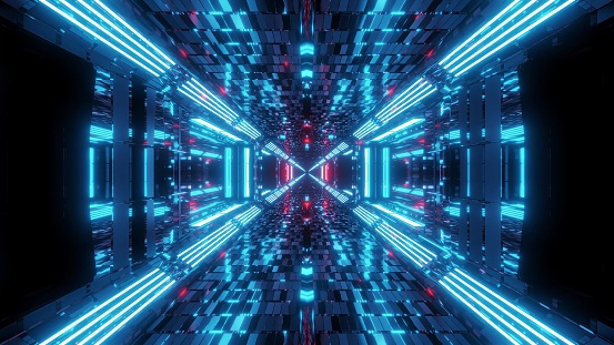 Scifi Koridor Terowongan 3d Ilustrasi Latar Belakang Wallpaper Dalam