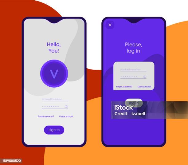 Kit Mockup Layar Masuk Dan Daftar Aplikasi Seluler Ilustrasi Stok ... Kit Mockup Layar Masuk Dan Daftar Aplikasi Seluler Ilustrasi Stok ...