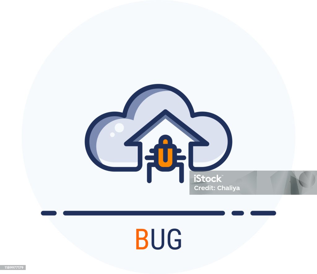 Filled Line Icons Style Hacker Cyber Crime Attack Bug For Web Design Ui