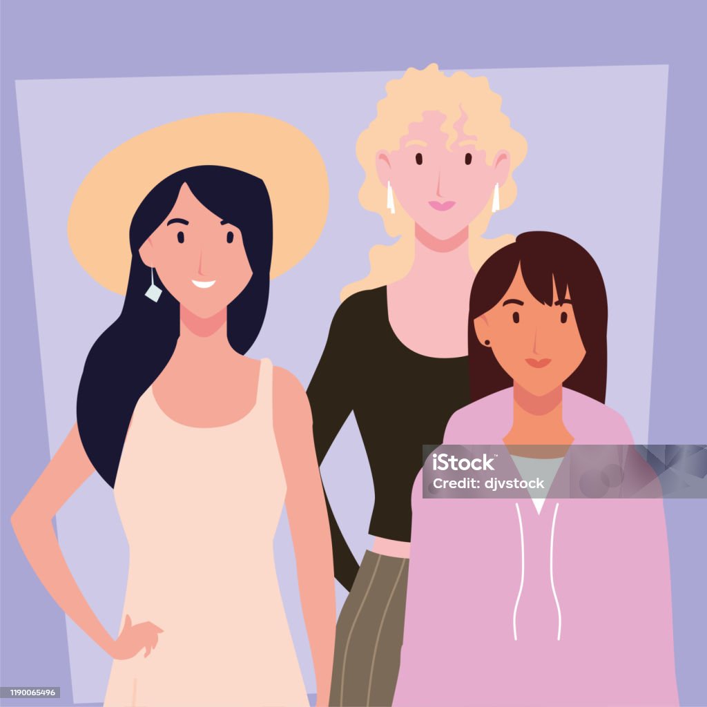 Card Of Women With Different Poses Stock Illustration Download Image