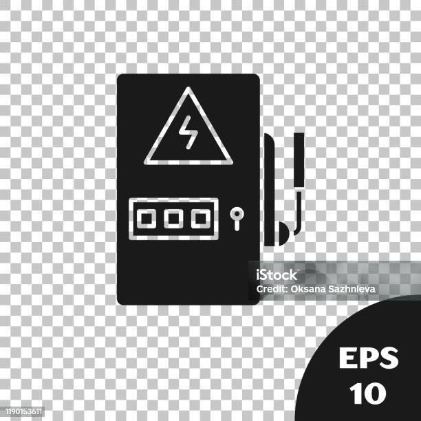 Zwart Elektrisch Paneel Pictogram Geïsoleerd Op Transparante