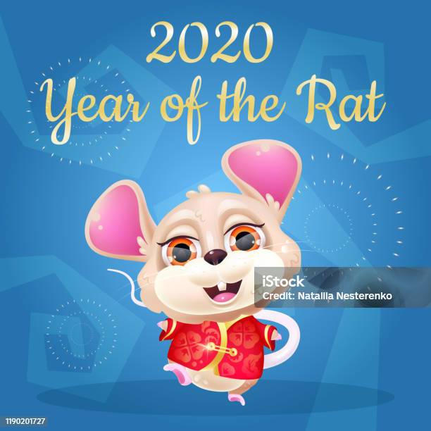 Lucu Mouse Karakter Kawaii Media Sosial Posting Mockup Tahun 2020 Tikus