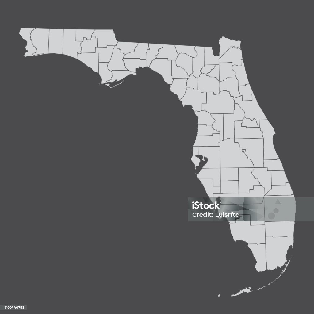 Stock Ilustrace Mapa Okresů Florida Stáhnout Obrázek Nyní Florida Jihy Spojených Států