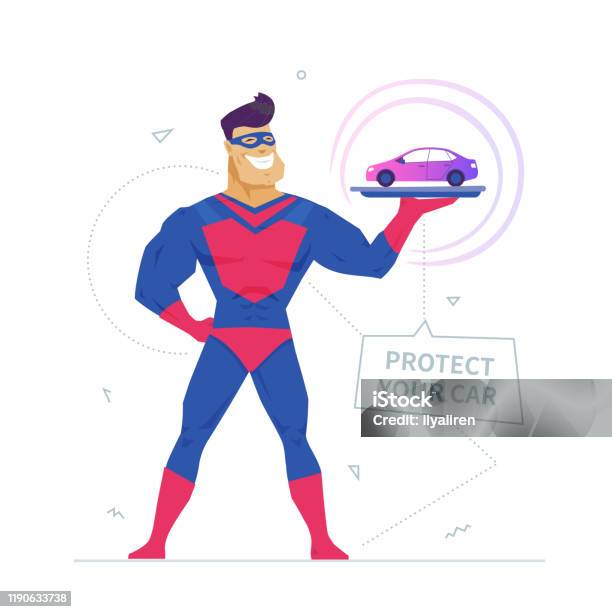 Asuransi Transportasi Metafora Gaya Desain Datar Ilustrasi Vektor
