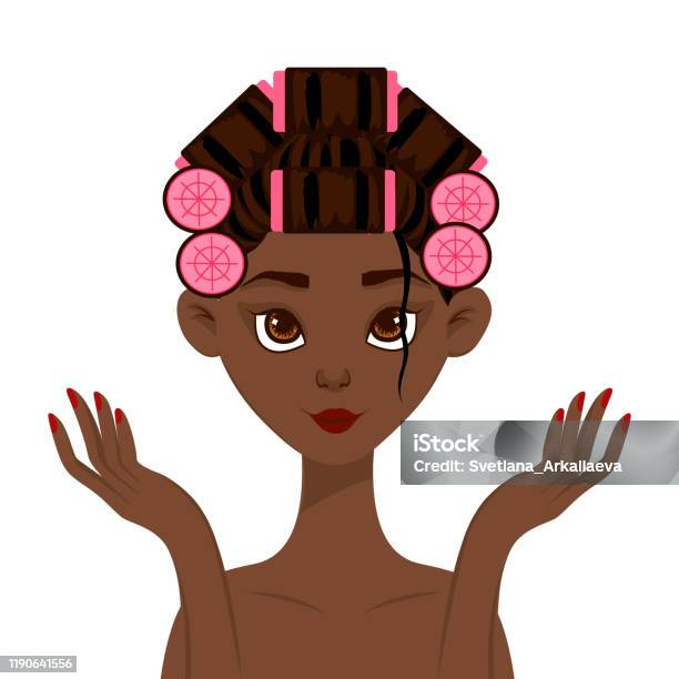 Kecantikan Wanita Afrika Dengan Pengeriting Rambut Gaya Kartun ... Kecantikan Wanita Afrika Dengan Pengeriting Rambut Gaya Kartun ...