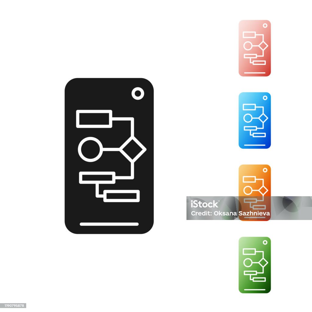 Black Algorithm Icon Isolated On White Background Algorithm Symbol Design From Artificial