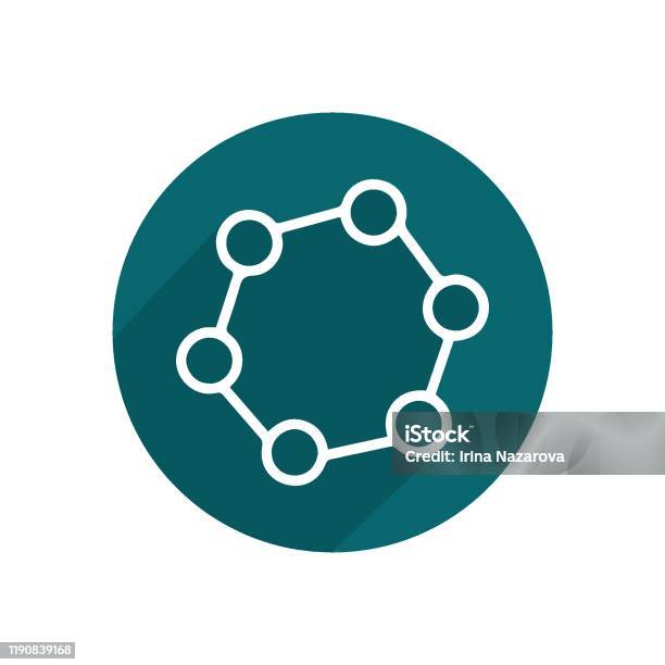 Icône Chimique De Cercle Composé Plat Avec Lombre Longue Fond