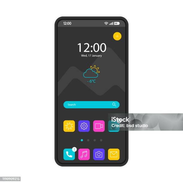 Modèle Vectoriel Dinterface De Smartphone Décran Daccueil Vecteurs