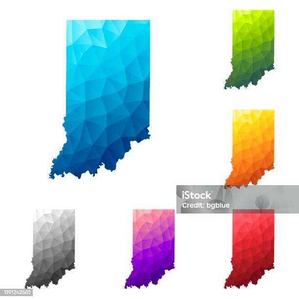 Indiana Map In Low Poly Style Colorful Polygonal Geometric Design Stock