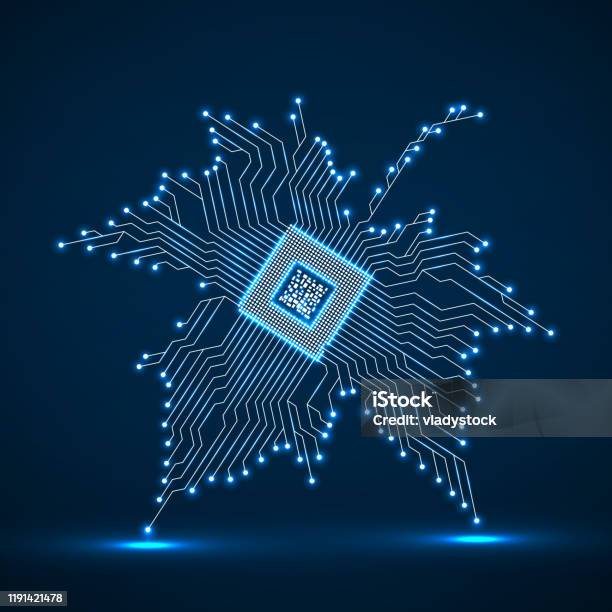 Abstract Neon Maple Leaf With Microprocessor Inside Stock Illustration ... Abstract Neon Maple Leaf With Microprocessor Inside Stock Illustration ...