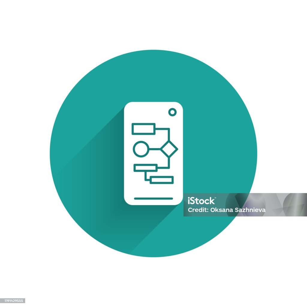 White Algorithm Icon Isolated With Long Shadow Algorithm Symbol Design From Artificial