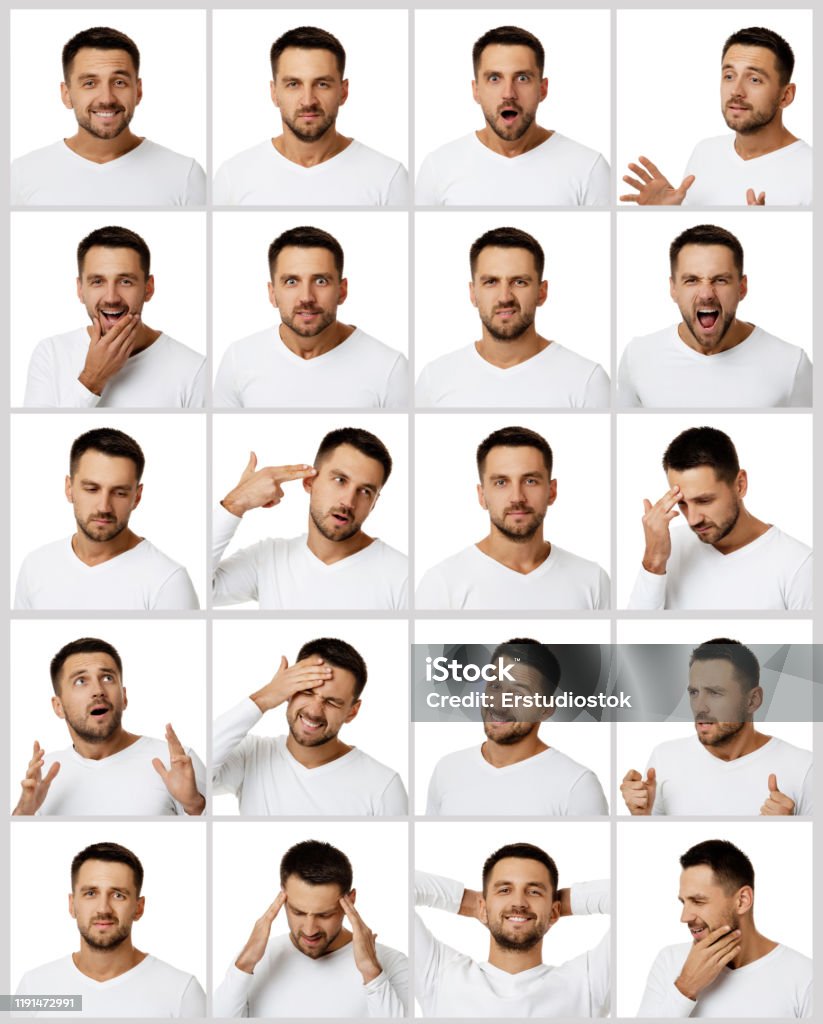 Photo libre de droit de Collage De Portraits De Lhomme Avec Des ... Photo libre de droit de Collage De Portraits De Lhomme Avec Des ...