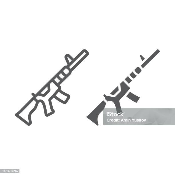 Ligne M4a1 Et Icône De Glyphe Fusil Et Militaire Signe Automatique De