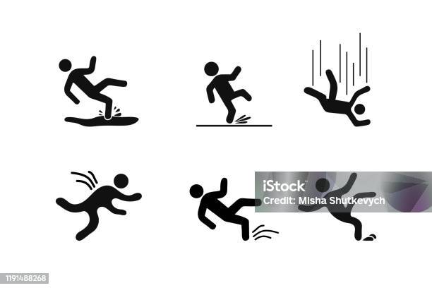 Ilustración De Conjunto De Símbolos De Precaución Con El Hombre De La