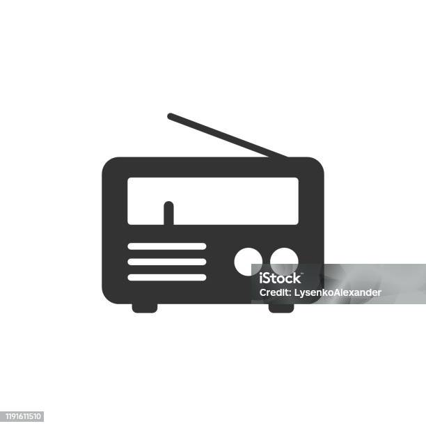 Ikon Radio Dalam Gaya Datar Fm Menyiarkan Ilustrasi Vektor Pada Latar