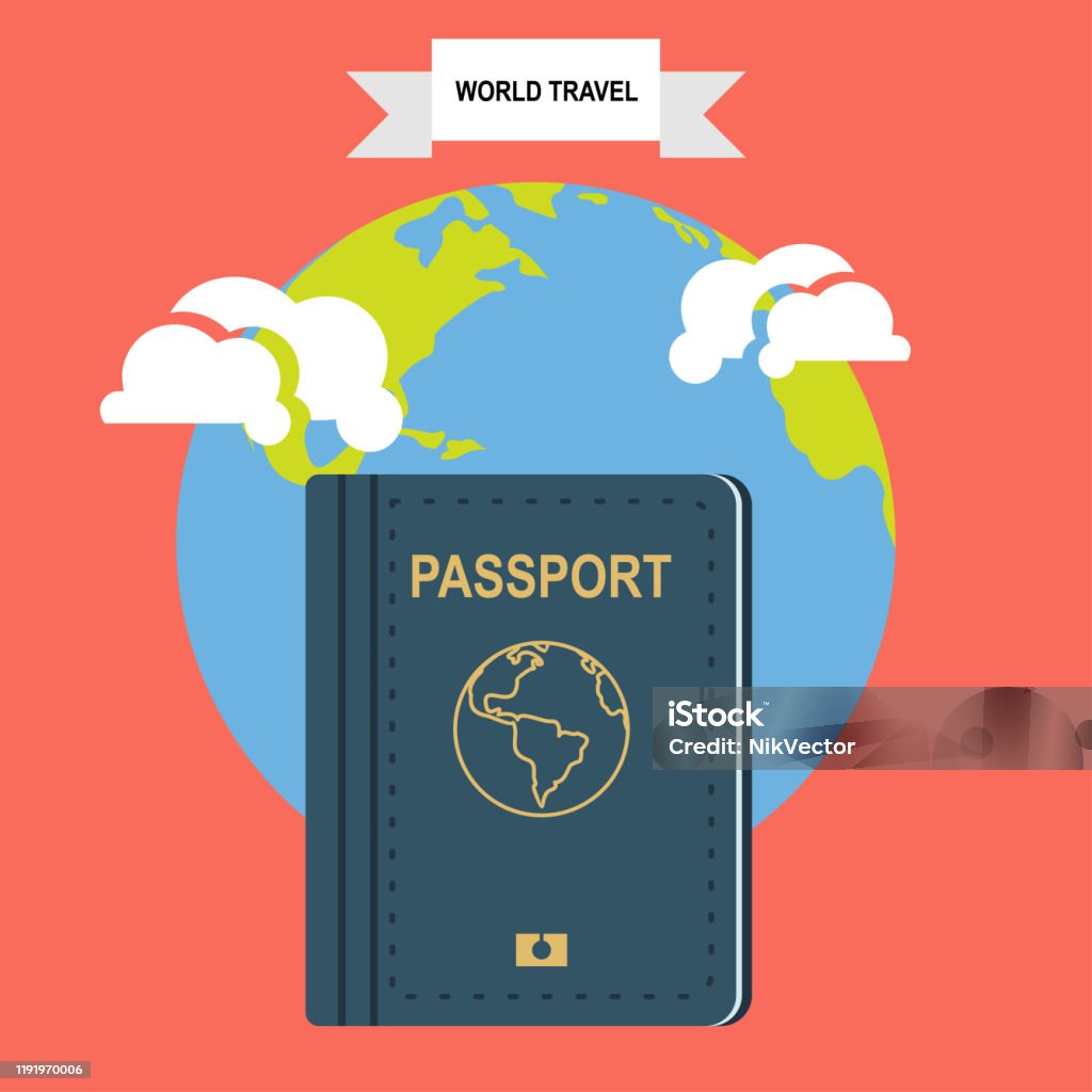 Vector Illustration Flat Background With Hand And Passports Travel