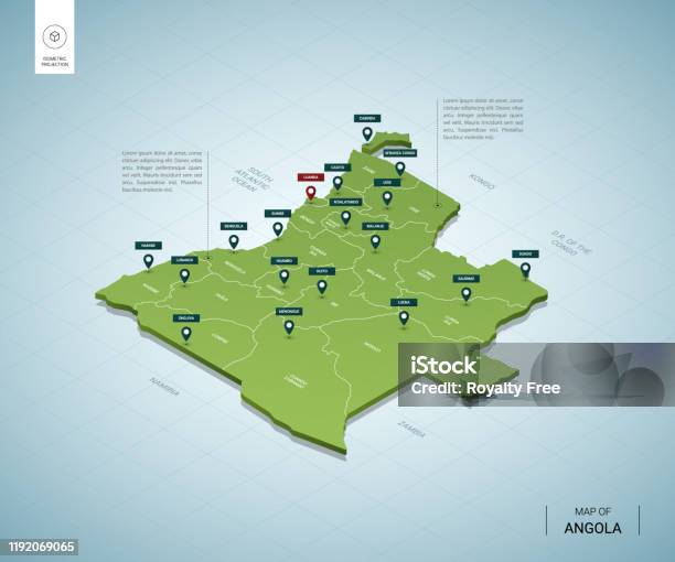 Carte Stylisée De Langola Carte Verte 3d Isométrique Avec Des Villes