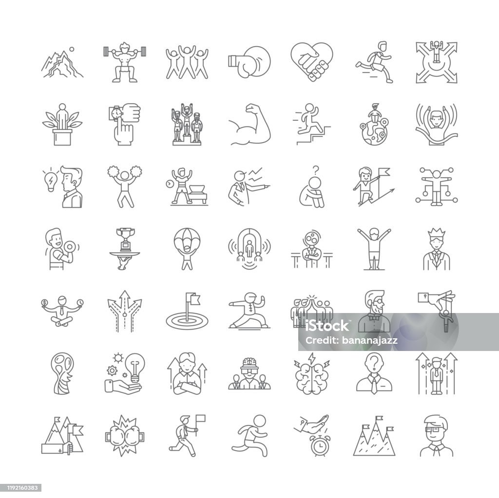 Icônes Linéaires De Motivation Signes Symboles Dillustration De Ligne ... Icônes Linéaires De Motivation Signes Symboles Dillustration De Ligne ...