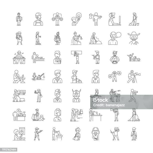 Professions Icônes Linéaires Signes Symboles Ligne Vectorielle Ensemble ... Professions Icônes Linéaires Signes Symboles Ligne Vectorielle Ensemble ...