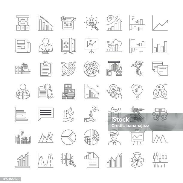 Icônes Linéaires De Statistiques Signes Symboles Dillustration De Ligne