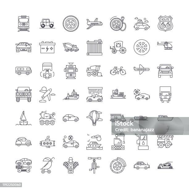 Ensemble De Transport Icônes Linéaires Signes Symboles Dillustration De ... Ensemble De Transport Icônes Linéaires Signes Symboles Dillustration De ...