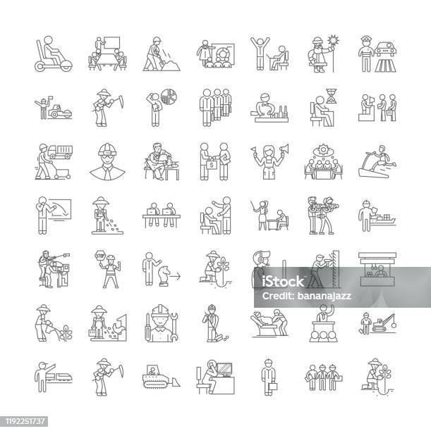 Icônes Linéaires De Travail Signes Symboles Dillustration De Ligne De ... Icônes Linéaires De Travail Signes Symboles Dillustration De Ligne De ...