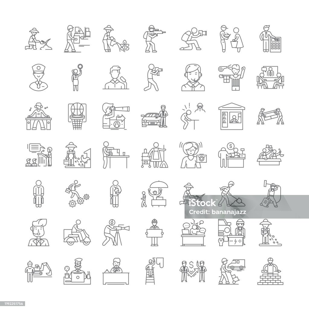 Icônes Linéaires De Travail Signes Symboles Dillustration De Ligne ... Icônes Linéaires De Travail Signes Symboles Dillustration De Ligne ...