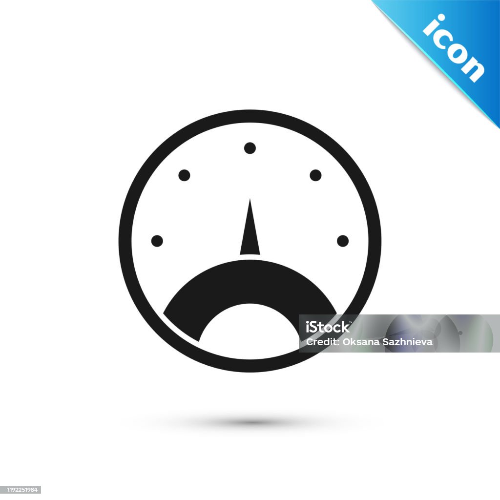 Ilustración De Icono De Velocímetro Negro Aislado Sobre Fondo Blanco