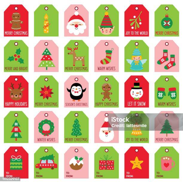 Tag Hadiah Natal Dan Label Set Vektor Terisolasi Di Atas Putih
