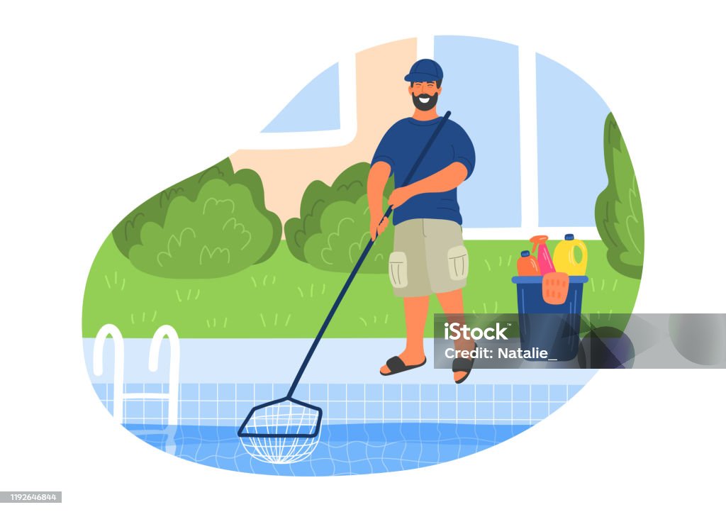 Pool Maintenance Swimming Pool Cleaner Stock Illustration - Download ... Pool Maintenance Swimming Pool Cleaner Stock Illustration - Download ...