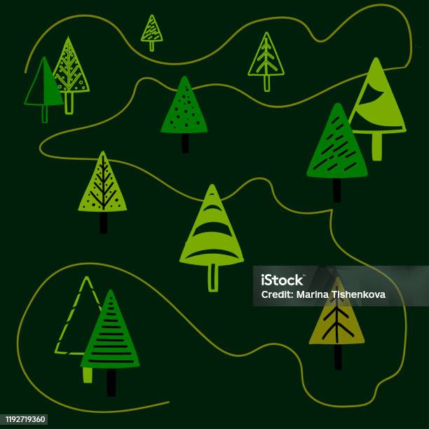 Arbre De Noel Conception De Ligne Dart De Vecteur Doodle Ensemble De