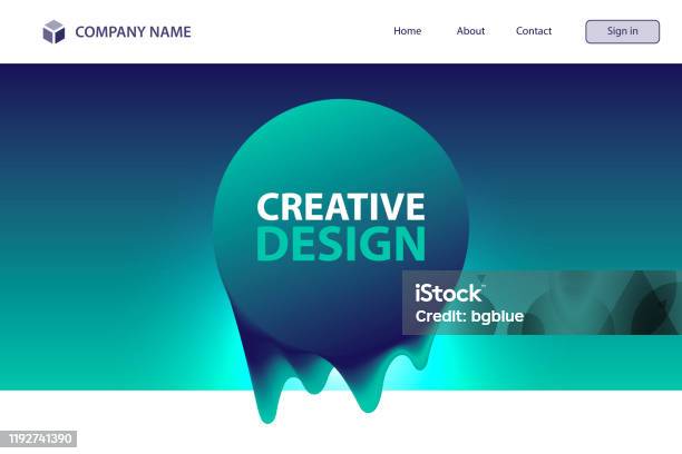 Halaman Arahan Template Desain Abstrak Bentuk Cairan Hijau Latar