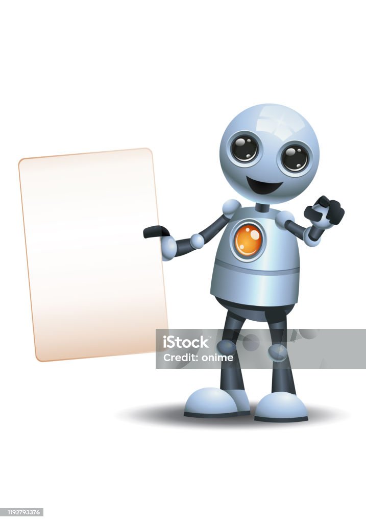 Ilustrasi 3d Robot Kecil Memegang Komunikasi Tanda Kosong Saat ... Ilustrasi 3d Robot Kecil Memegang Komunikasi Tanda Kosong Saat ...