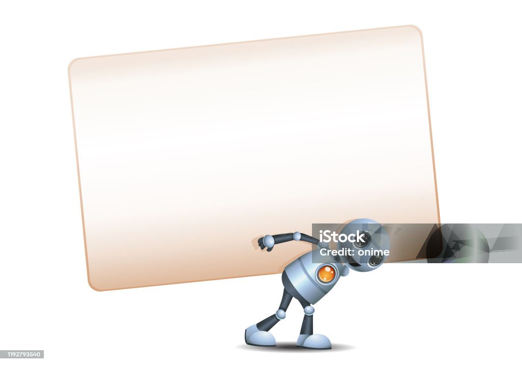 Ilustrasi 3d Robot Kecil Memikul Komunikasi Tanda Kosong Besar ... Ilustrasi 3d Robot Kecil Memikul Komunikasi Tanda Kosong Besar ...