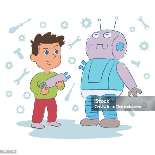 Anak Kecil Menciptakan Ilustrasi Kartun Robot Ilustrasi Stok - Unduh ... Anak Kecil Menciptakan Ilustrasi Kartun Robot Ilustrasi Stok - Unduh ...