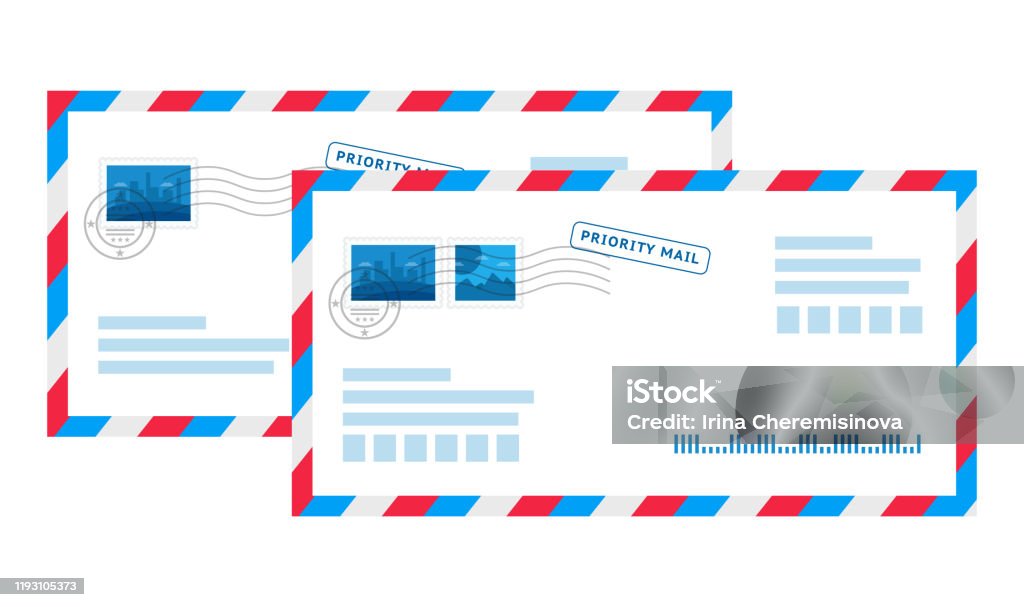 Courrier Prioritaire Dans Lenveloppe Avec Lensemble De Dessin Animé