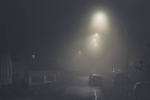 Free Stock Photo of A Foggy Night With Street Lights in the Dark ...